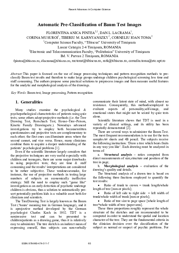 (PDF) Automatic Pre-Classification of Baum Test Images