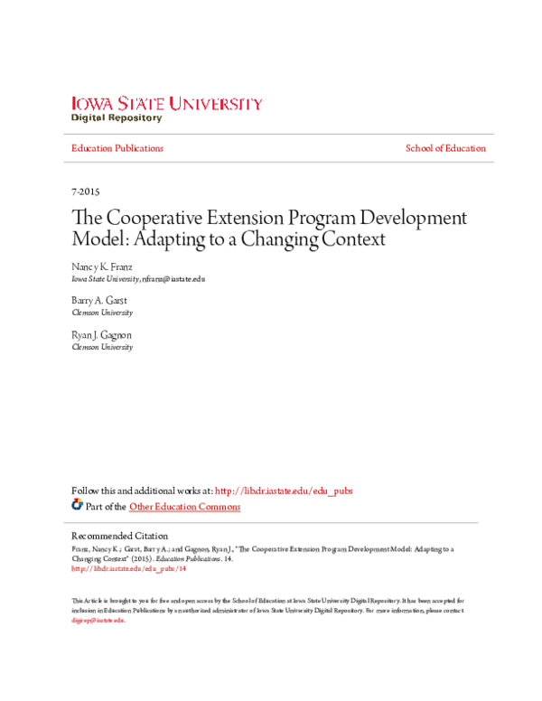 (PDF) The Cooperative Extension Program Development Model: Adapting to ...