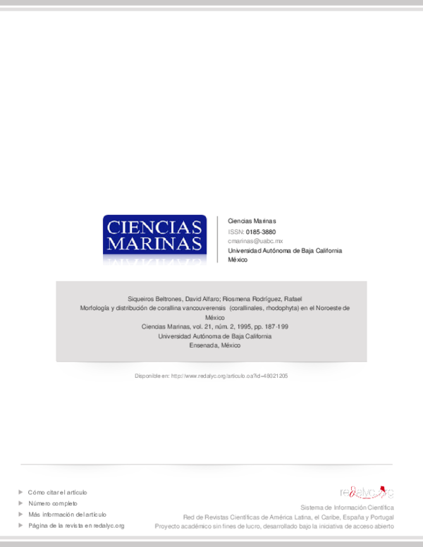 (PDF) MORFOLOGÍA Y DISTRIBUCIÓN DE Corallina vancouverensis ...