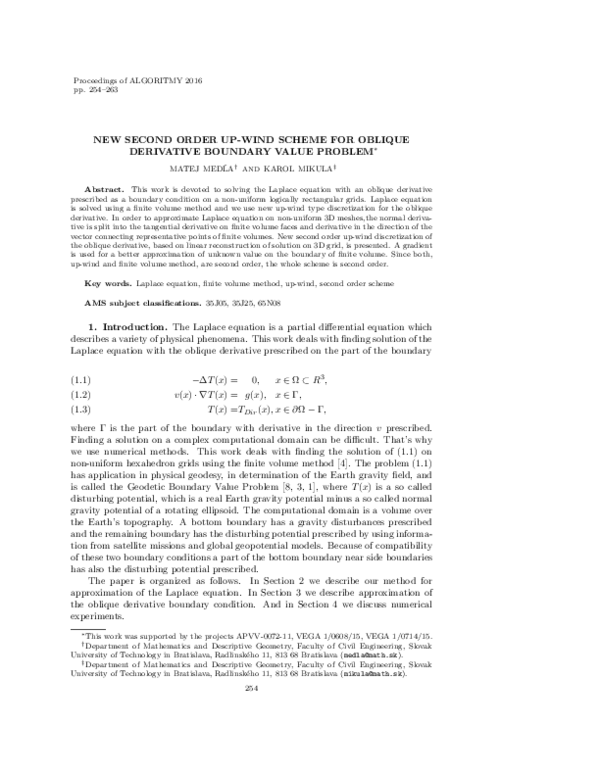 (PDF) New Second Order Up-Wind Scheme for Oblique Derivative Boundary Value Problem