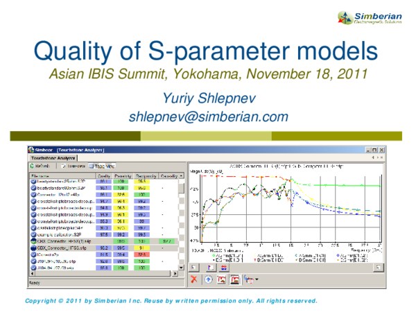 (PDF) Quality of S-parameter models