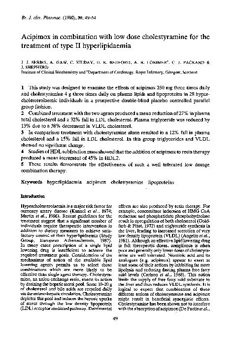 (PDF) Acipimox in combination with low dose cholestyramine for the ...