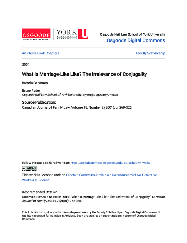 (PDF) What is Marriage-Like Like? The Irrelevance of Conjugality