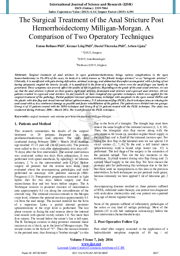 (PDF) The Surgical Treatment of the Anal Stricture Post ...