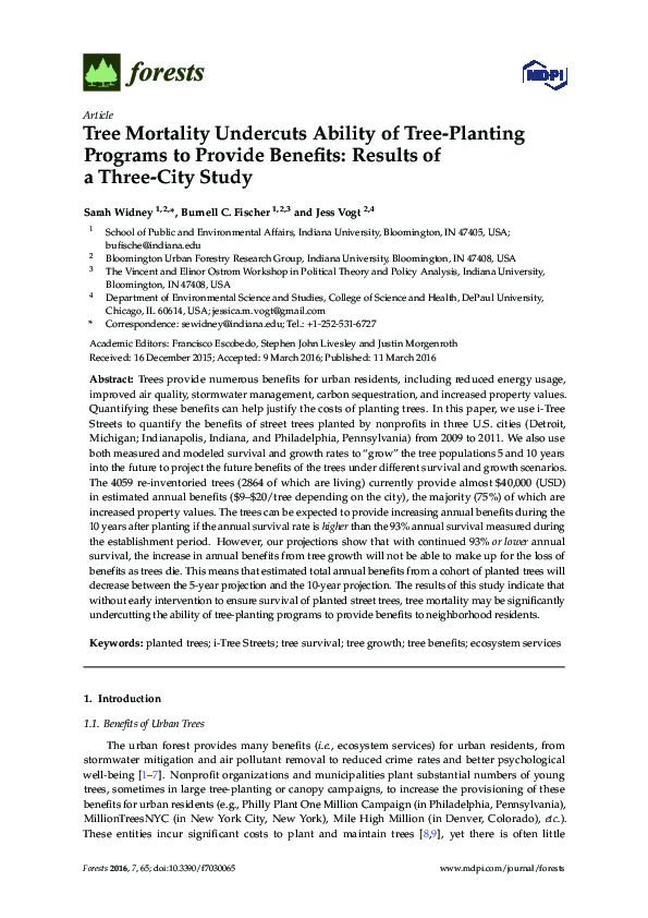 (PDF) Tree Mortality Undercuts Ability of Tree-Planting Programs to ...