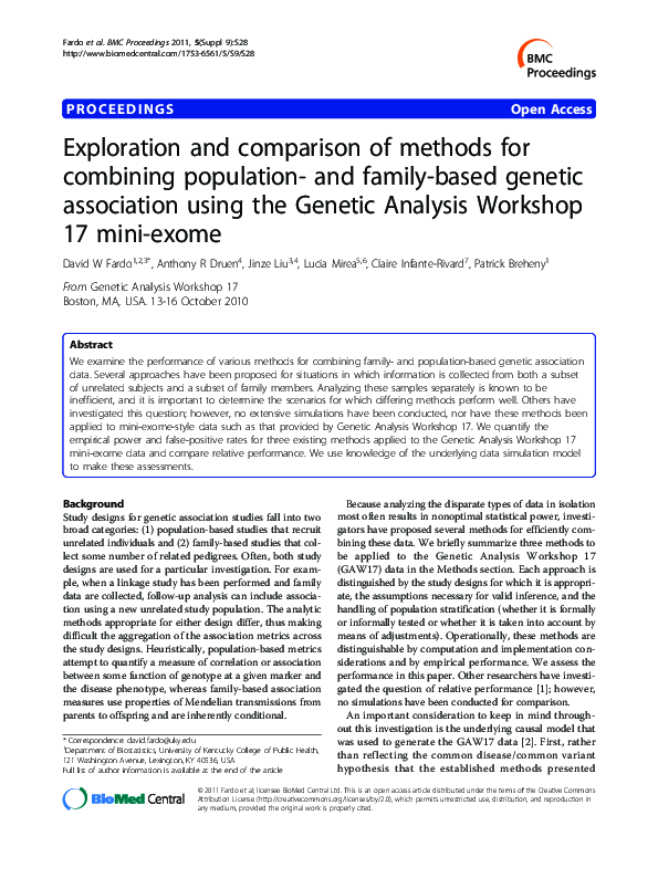 (PDF) BMC Proceedings | Full text | Exploration and comparison of