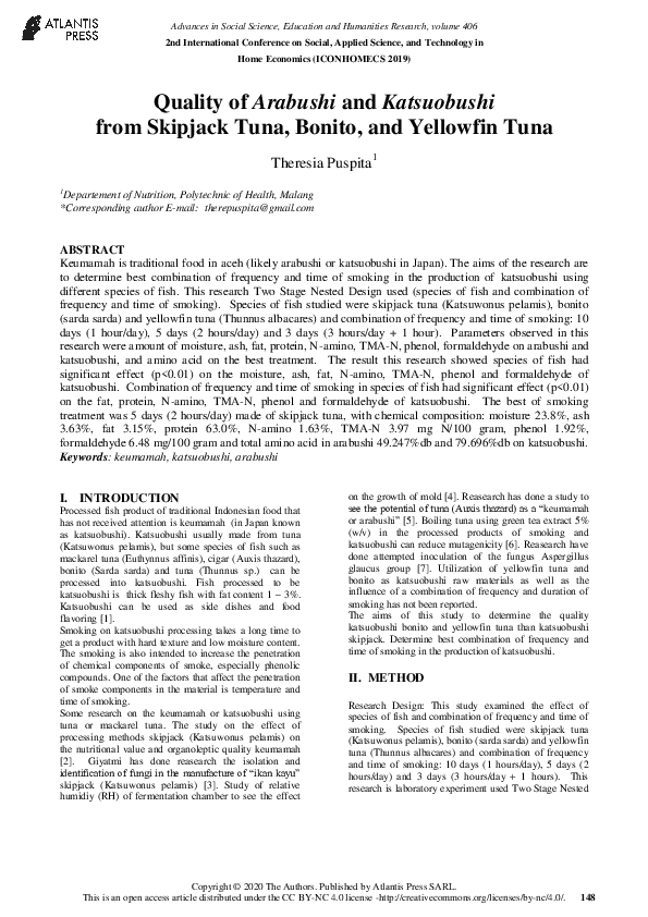 (PDF) Quality of Arabushi and Katsuobushi from Skipjack Tuna, Bonito ...