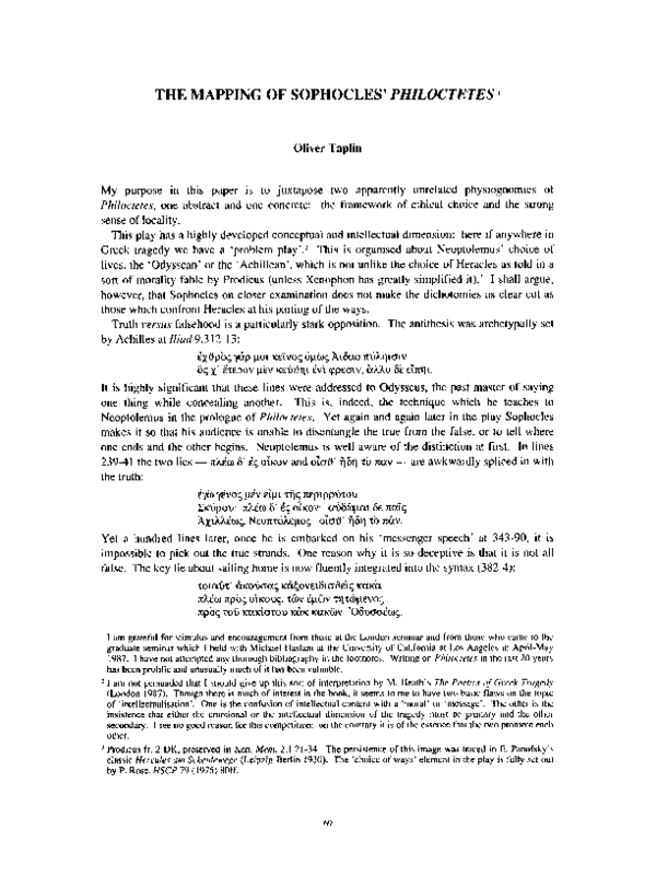 (PDF) The Mapping of Sophocles' Philoctetes