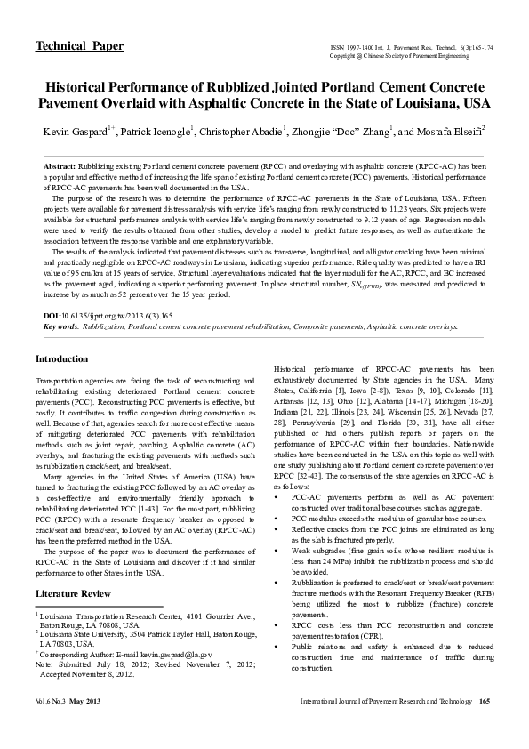 (PDF) Historical Performance of Rubblized Jointed Portland Cement ...