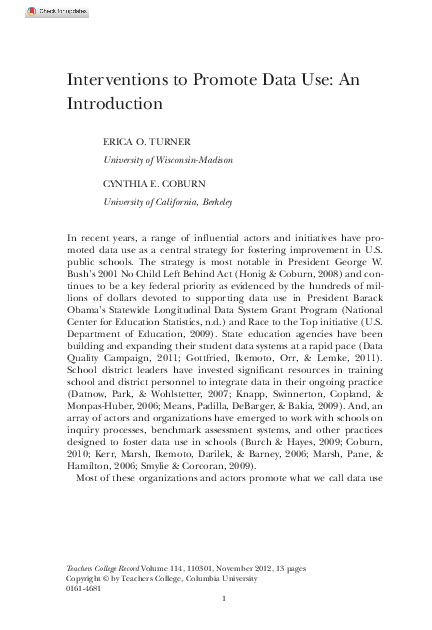 (PDF) Interventions to promote data use: An introduction