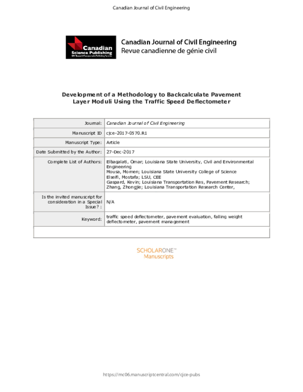 Pdf Development Of A Methodology To Backcalculate Pavement Layer Moduli Using The Traffic