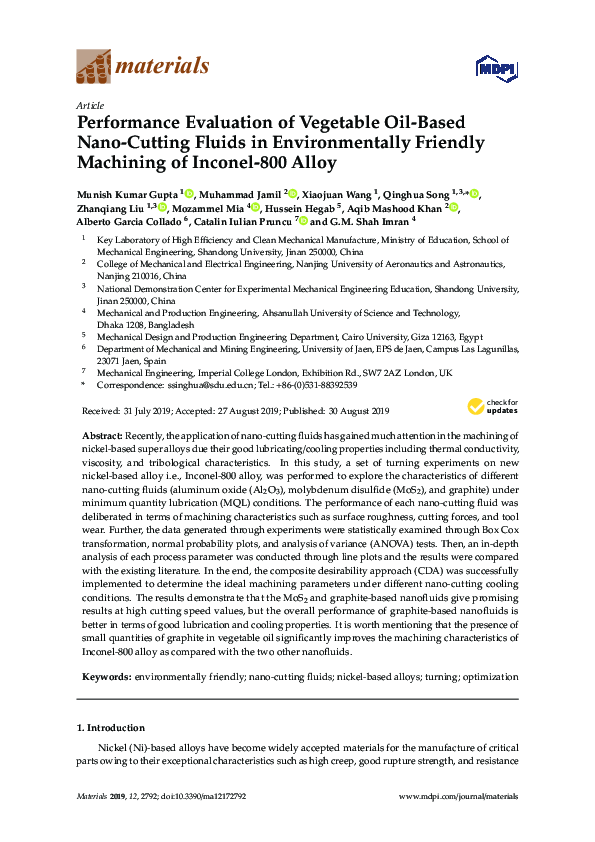 (PDF) Performance Evaluation of Vegetable-Oil Based Cutting Fluids in ...