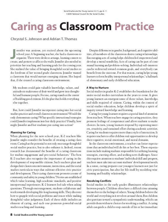 (PDF) Caring as Classroom Practice