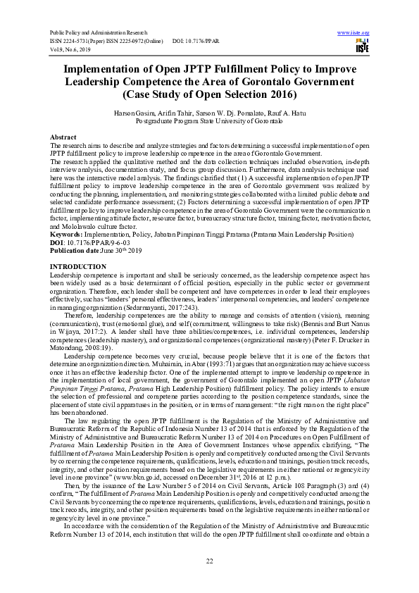 (PDF) Implementation of Open JPTP Fulfillment Policy to Improve ...