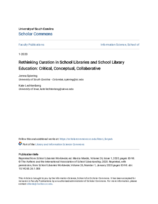 (PDF) Rethinking Curation in School Libraries and School Library ...