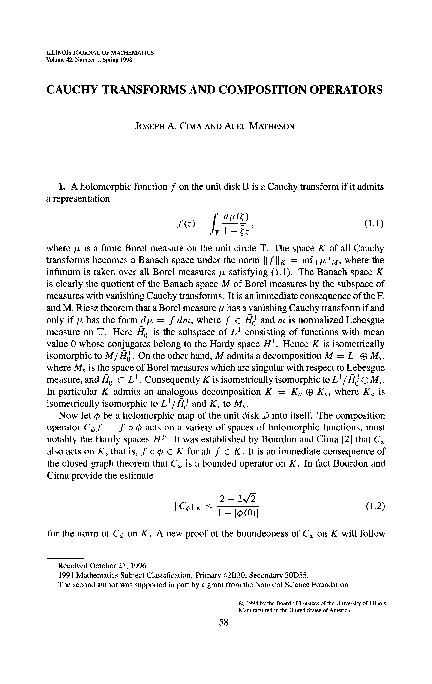 (PDF) Cauchy transforms and composition operators