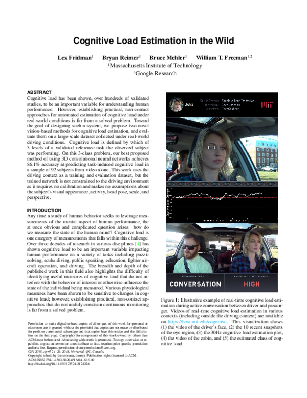 (PDF) Cognitive Load Estimation in the Wild