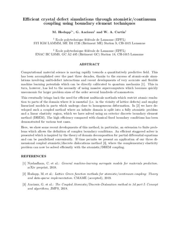 Pdf Efficient Crystal Defect Simulations Through Atomistic