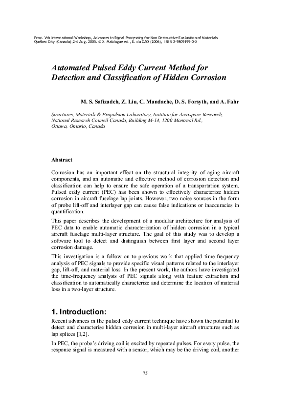 (PDF) Automated Pulsed Eddy Current Method for Detection and Classification of Hidden Corrosion