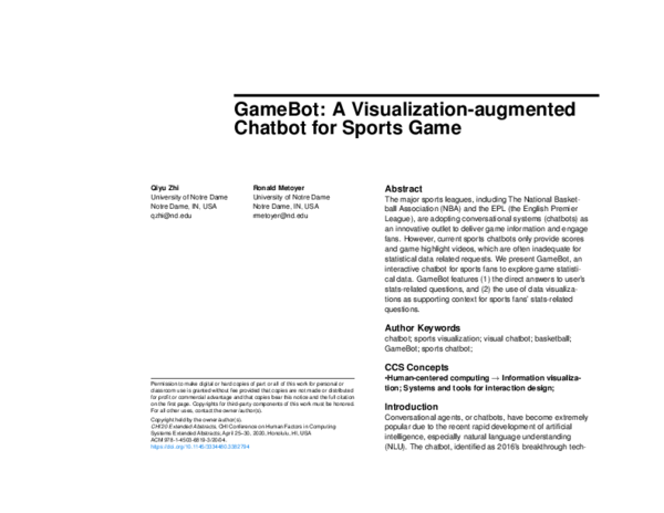 (PDF) GameBot: A Visualization-augmented Chatbot for Sports Game