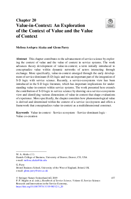 (PDF) Value-in-Context: An Exploration of the Context of Value and the ...