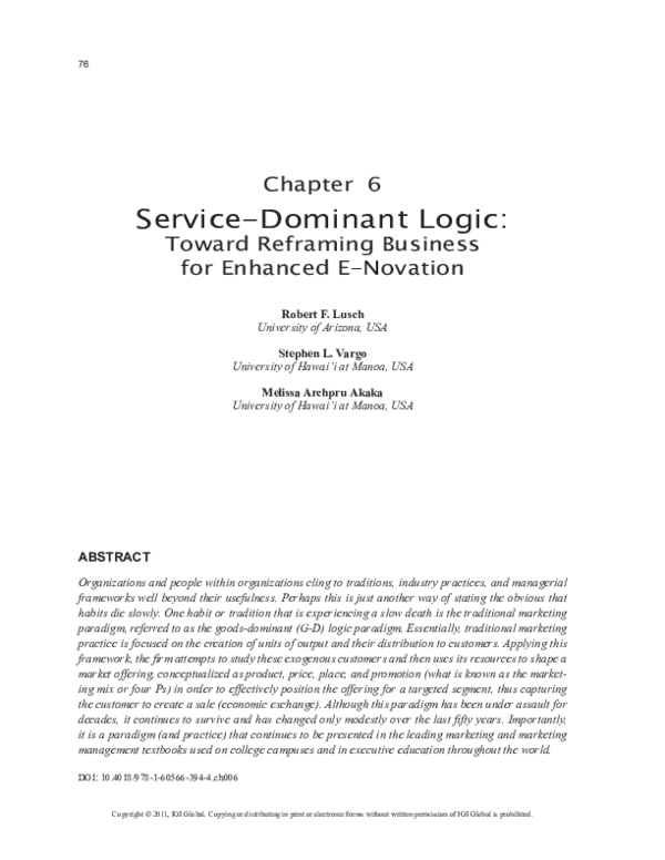 (PDF) Service-Dominant Logic
