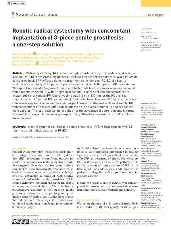 (PDF) Robotic radical cystectomy with concomitant implantation of 3 ...