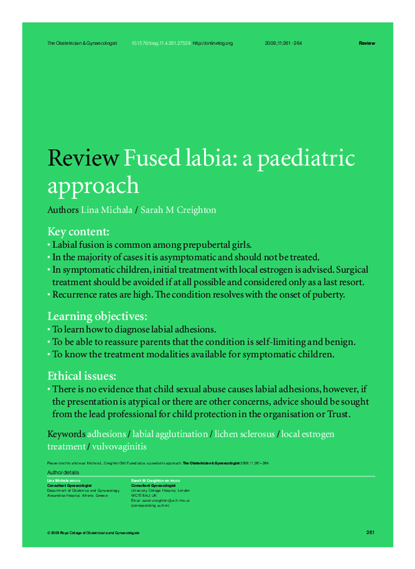 (PDF) Fused labia: a paediatric approach