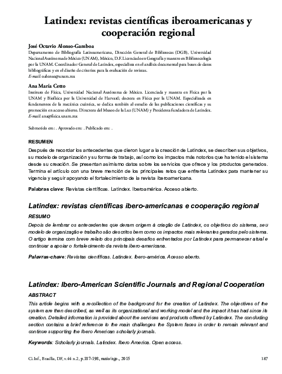 (PDF) Latindex: revistas científicas iberoamericanas y cooperación regional