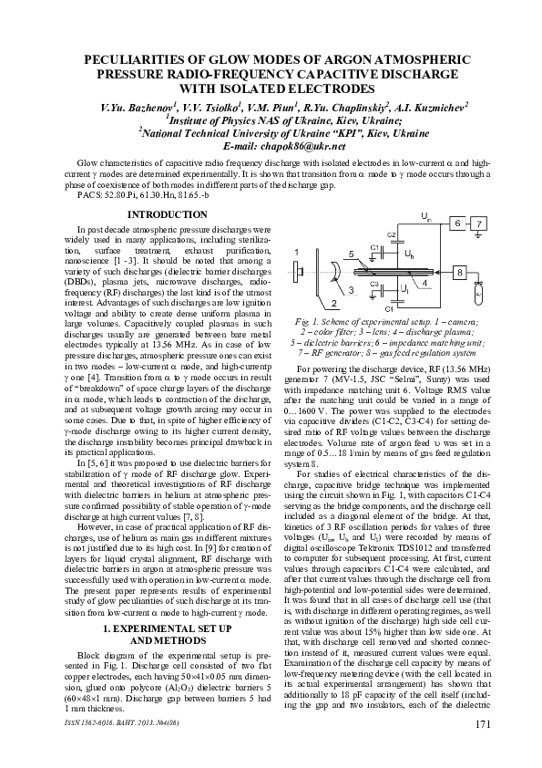 (PDF) Glow Modes of Argon RF Capacitive Discharge at Atmosphere