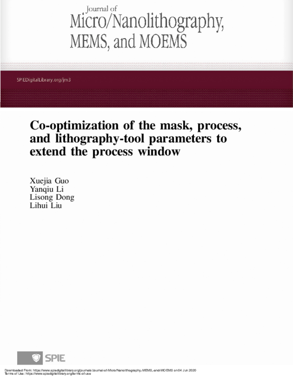 (PDF) Co-optimization of the mask, process, and lithography-tool ...