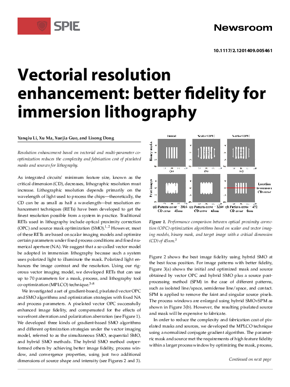 (PDF) Vectorial resolution enhancement: better fidelity for immersion ...