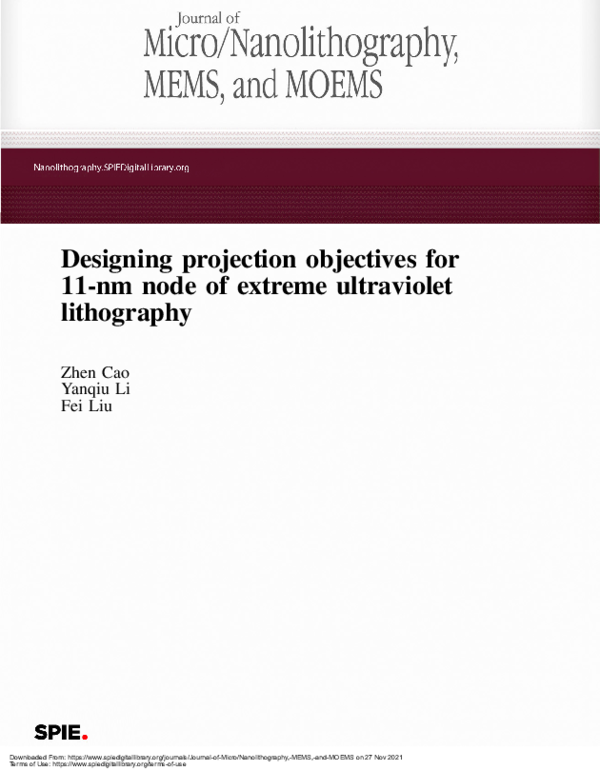 (PDF) Designing projection objectives for 11-nm node of extreme ...