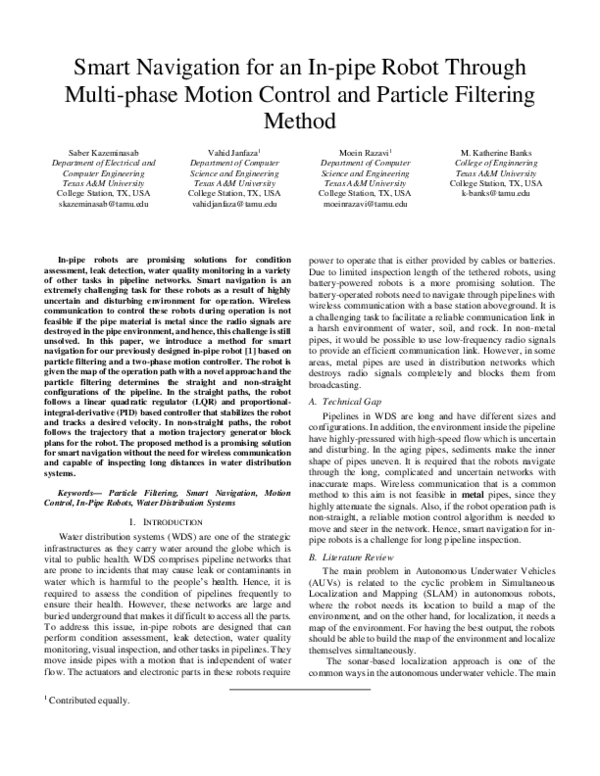 Pdf Smart Navigation For An In Pipe Robot Through Multi Phase Motion Control And Particle
