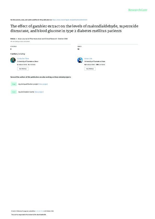 (PDF) The Effect of Gambier Extract on the Levels of Malondialdehyde ...