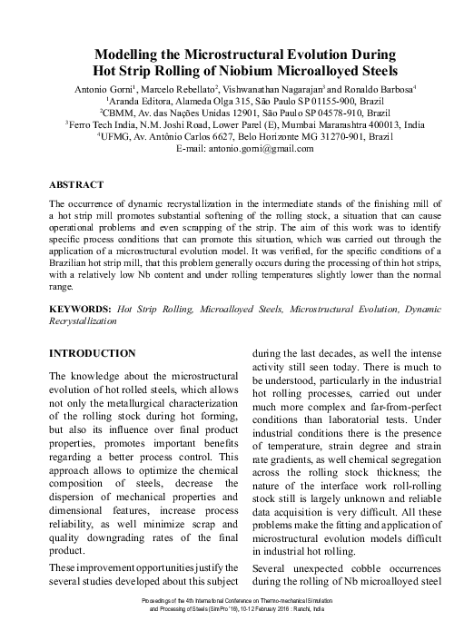 (PDF) Modelling the Microstructural Evolution During Hot Strip Rolling of Niobium Microalloyed ...