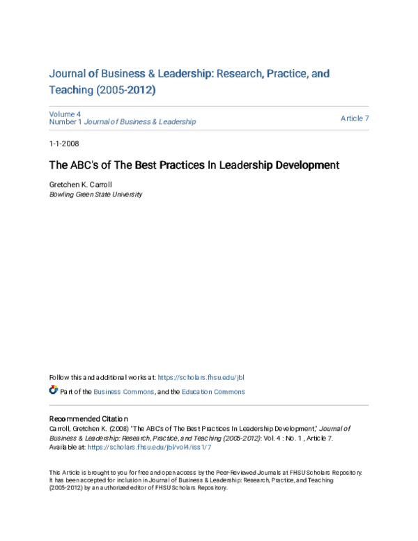 (PDF) ABC Model of Effective Leadership Practices