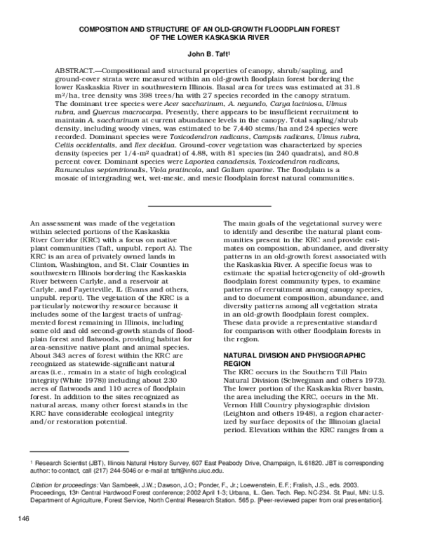 (PDF) Composition and structure of an old-growth floodplain forest of ...