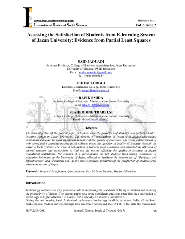 (PDF) Assessing the Satisfaction of Students from E-learning System of Jazan University ...
