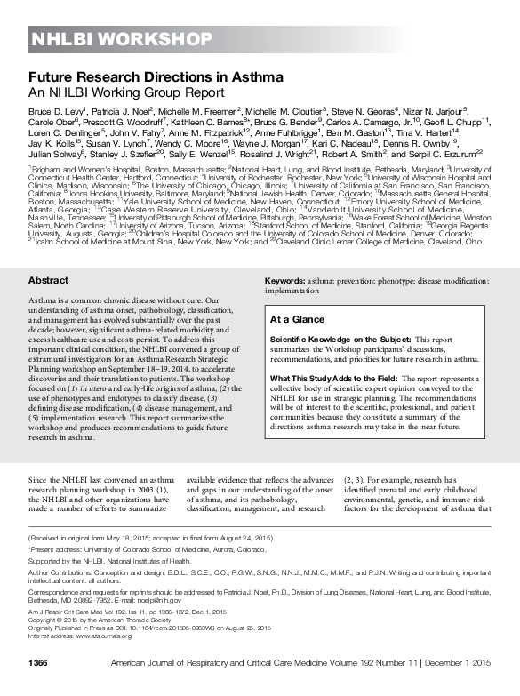 (PDF) Future Research Directions In Asthma: An NHLBI Working Group Report