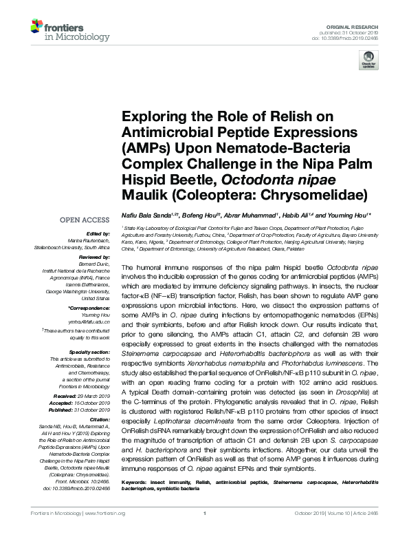 (PDF) Exploring the Role of Relish on Antimicrobial Peptide Expressions ...
