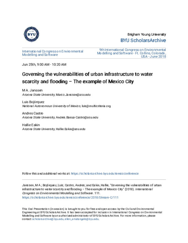 (PDF) Governing the vulnerabilities of urban infrastructure to water ...