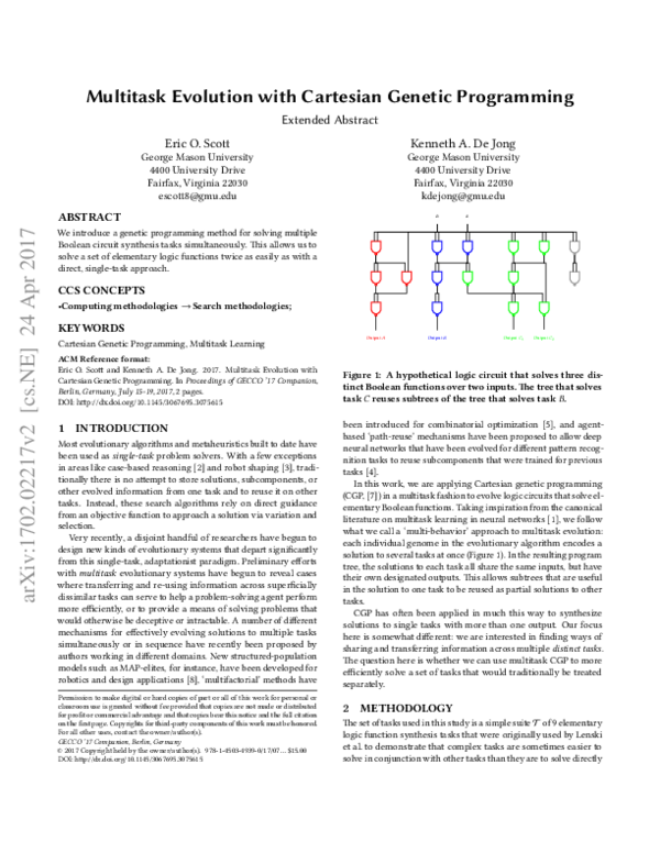 (PDF) Multitask evolution with cartesian genetic programming