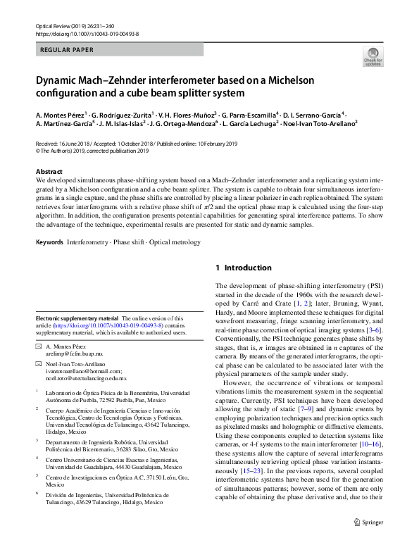 (PDF) Dynamic Mach–Zehnder interferometer based on a Michelson configuration and a cube beam ...