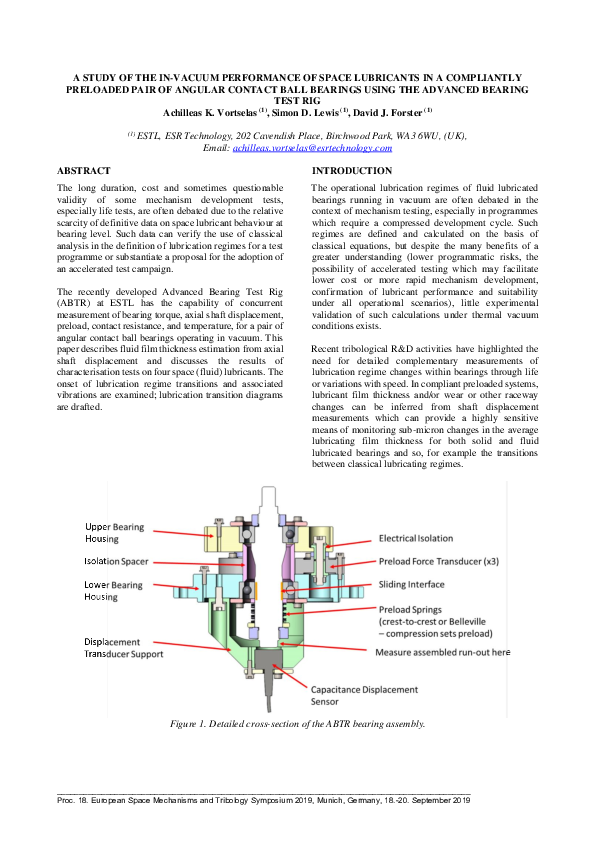 (PDF) A Study of the In-Vacuum Performance of Space Lubricants in a ...