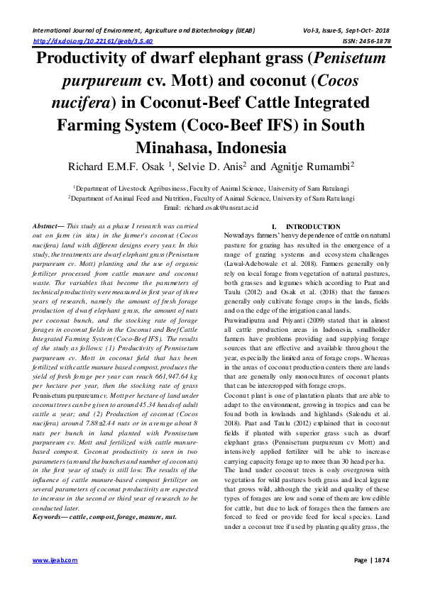 (PDF) Productivity of dwarf elephant grass (Penisetum purpureum cv ...
