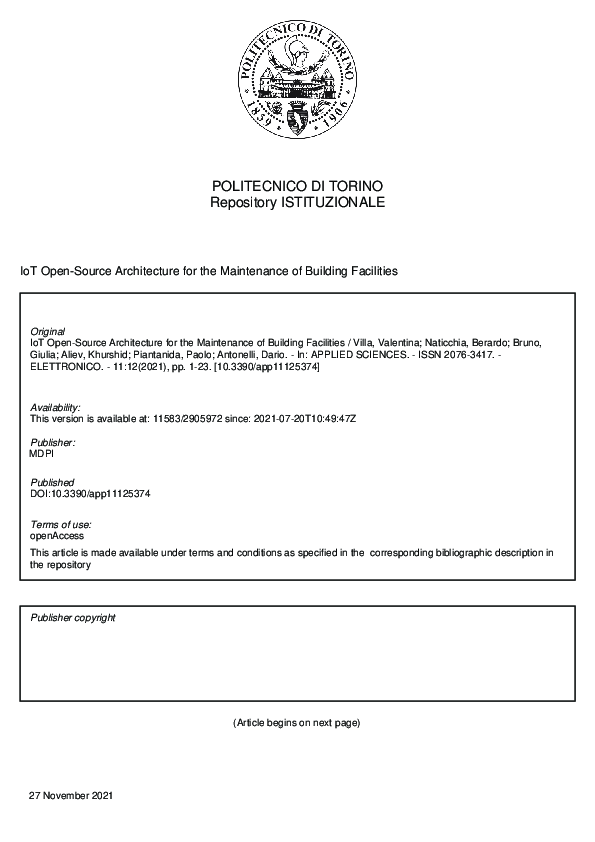 (PDF) IoT Open-Source Architecture for the Maintenance of Building ...