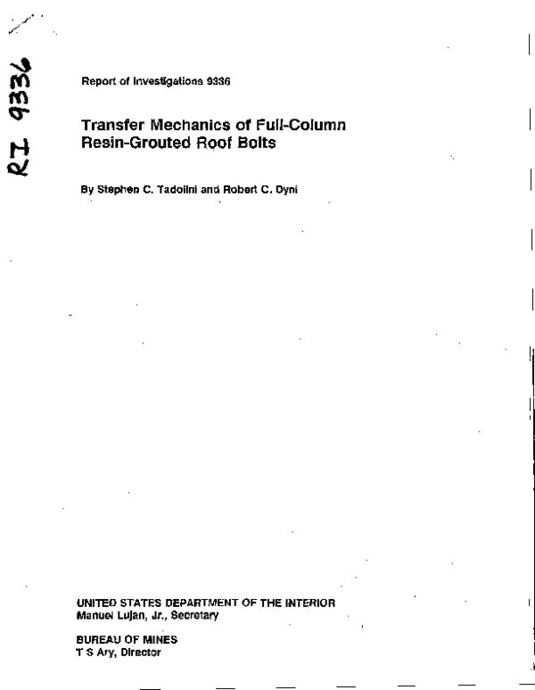 (PDF) Transfer mechanics of full-column resin-grouted roof bolts