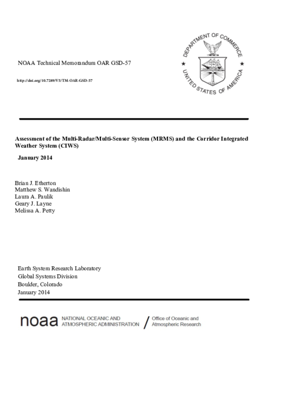 (PDF) Assessment of the Multi-Radar/Multi-Sensor System (MRMS) and the ...