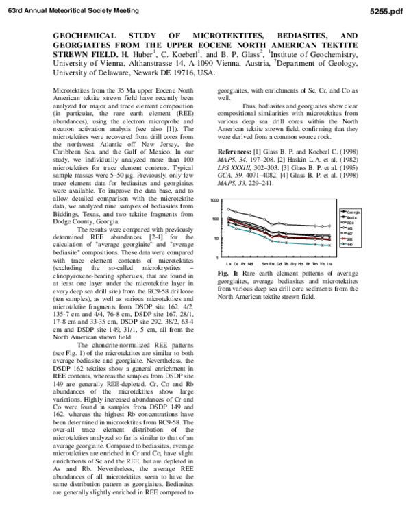 (PDF) Geochemical Study of Microtektites, Bediasites, and Georgiaites ...